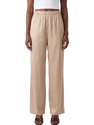 Loulou De Saison Pure Silk Palazzo Pants - Beige