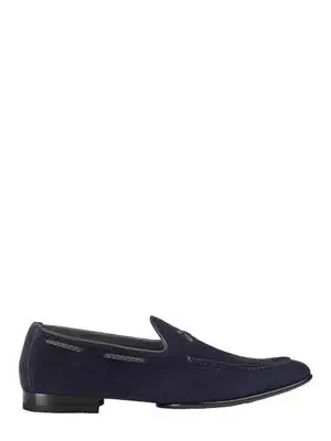 DOUCAL'S Suede Loafers With Woven Straps - Blue
