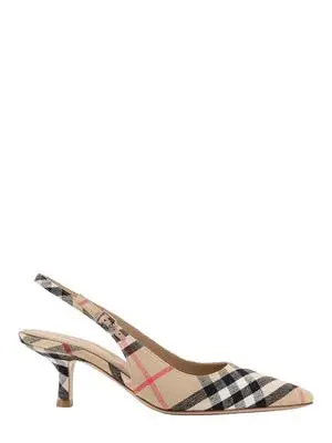 Burberry Vintage Check Canvas Slingbacks - Sand