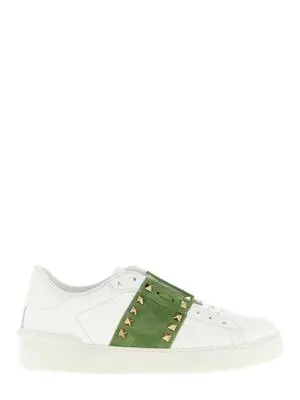 Valentino Garavani Rockstud Untitled Leather And Suede Lace-up Sneakers - Green