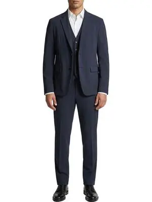 DUNO Single-breasted Technical Fabric Blazer With Flap Pockets - Blue