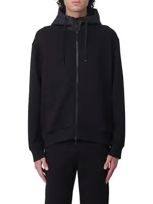 Armani Exchange Zip-up Hoodie With Quilted Hood Detailing - Black