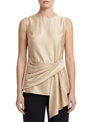 Loulou De Saison Sleeveless Wrap Detail Top - Beige