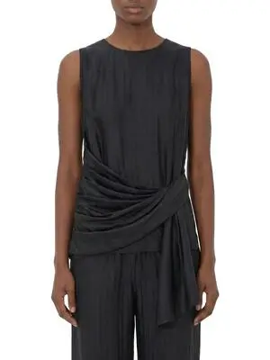 Loulou De Saison Sleeveless Wrap Detail Top - Black