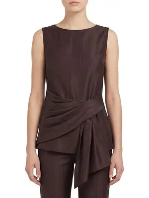 Loulou De Saison Sleeveless Wrap Detail Top - Brown
