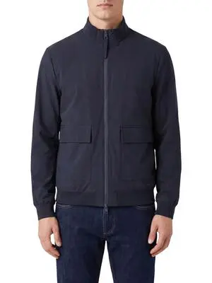 DUNO Sound Trevi Cotton Bomber Jacket With High Neck And Patch Pockets - Blue