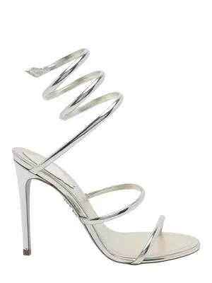 Rene Caovilla Cleo Patent Leather Snake-coil Stiletto Sandals - Silver