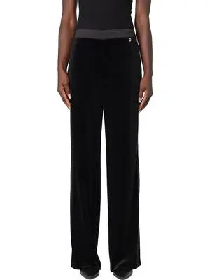 Liu Jo Wide Leg Velvet Trousers - Black