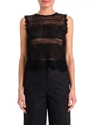 TWINSET Cotton And Linen Knit Top - Black