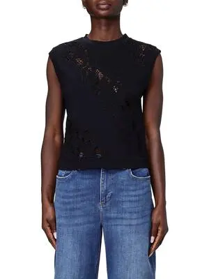 TWINSET Cotton And Macramé Lace Sleeveless Top - Black