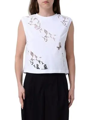 TWINSET Cotton And Macramé Lace Sleeveless Top - Brown
