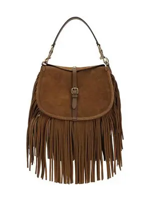 Etro Pony Suede Bag With Maxi Fringes - Brown