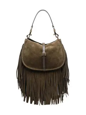 Etro Suede Fringe Shoulder Bag - Green