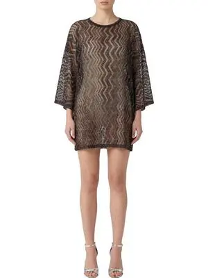 Missoni Zig Zag Knit Lurex Dress - Brown
