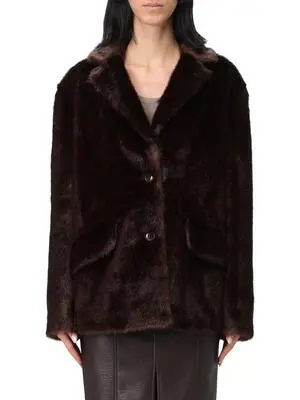 STAND STUDIO Textured Fur Coat - Brown