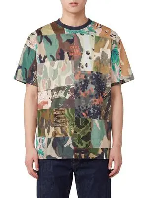 GALLERY DEPT. Patchwork Cotton T-shirt With Contrast Logo Print - Brown