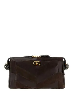 Valentino Garavani Valentino Garavani Panthea Crossbody Bag With VLogo And Rhinestones Ebony