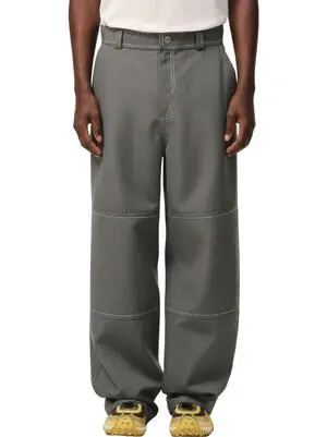 AMI Paris Virgin Wool Wide-leg Trousers - Grey