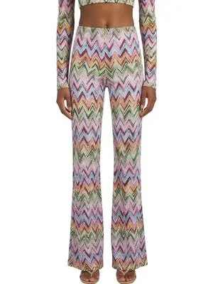 Missoni Flared Jersey Trousers With Zig-zag Motif - Multicolor