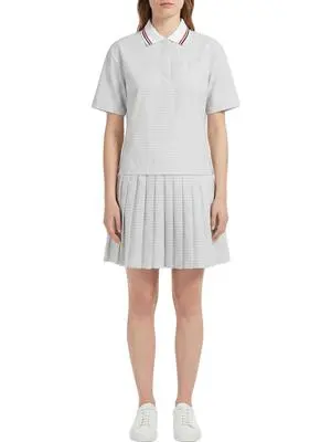 Thom Browne Cotton Polo Dress With Pleated Skirt - Grey