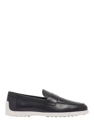 TOD'S Nappa Leather Loafers With Embossed Logo - Navy