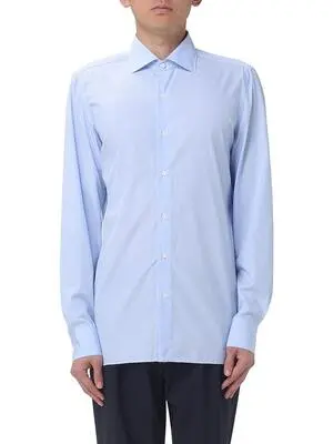 LUIGI BORRELLI Classic Striped Cotton Shirt - Sky