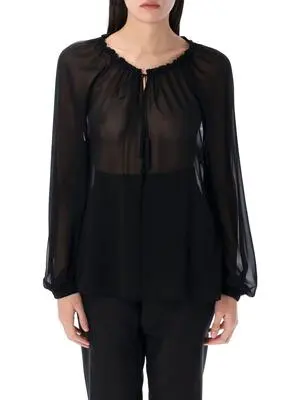 TOM FORD Sheer Blouse With Tie Detail - Black