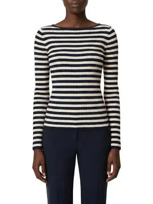 TWINSET Striped Cotton Blend Crewneck Sweater - Multicolor
