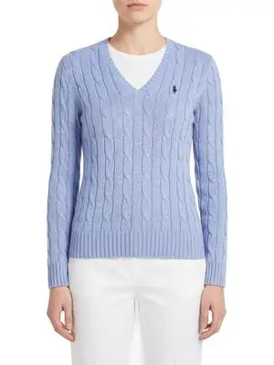 Ralph Lauren Ralph Lauren Cotton V-Neck Sweater With Embroidered Logo Black