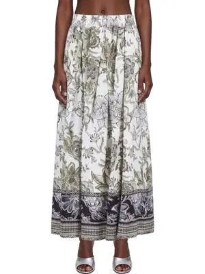 FAY Printed Viscose Maxi Skirt - Green