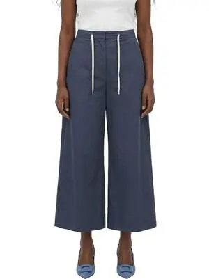 Max Mara Cotton Cropped Trousers - Blue