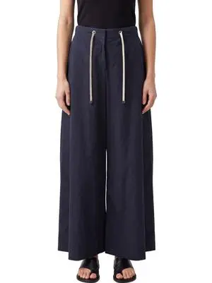Max Mara Cotton Cropped Trousers - Navy