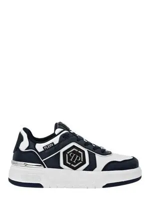 Philipp Plein Leather And Mesh Lace-up Sneakers - Blue