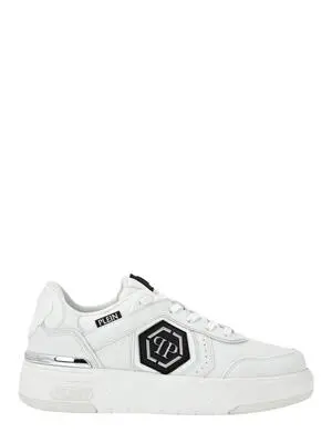 Philipp Plein Leather And Mesh Low Top Sneakers - White