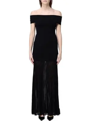 Michael Kors Long Pleated Off-the-shoulder Stretch Knit Gown - Black