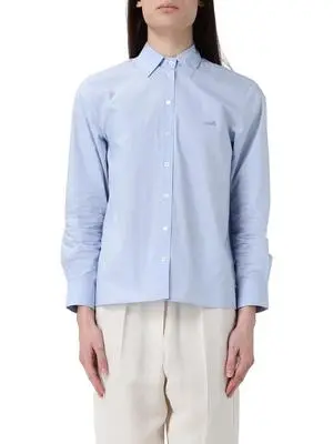 Pinko Cotton Shirt With Embroidered Logo - Blue