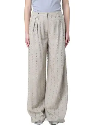 Pinko Embellished Wide-leg Cotton Trousers - Black