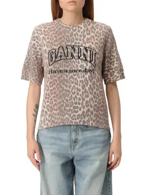 GANNI Leopard Print Knit Top - Multicolor