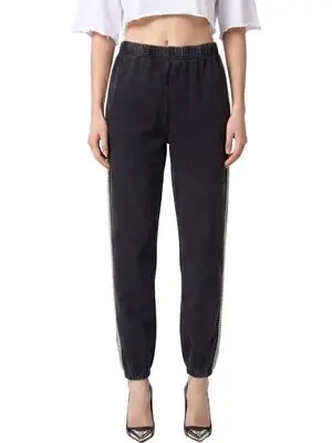 Philipp Plein Embellished Cotton Jogging Trousers - Black