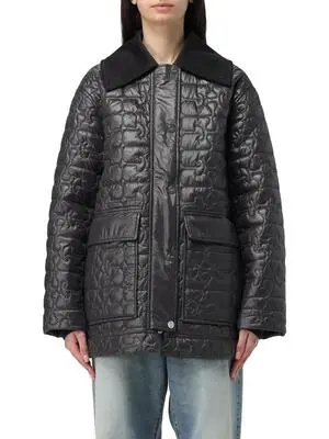 GANNI Quilted Jacket With Textured Finish - Charcoal