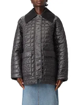 GANNI Quilted Jacket With Textured Finish - Grey
