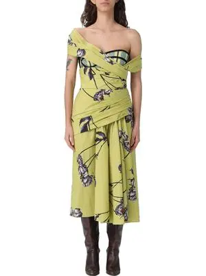 Antonio Marras Printed Asymmetric Midi Dress - Lime