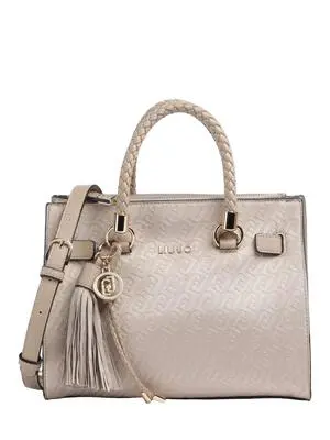 Liu Jo Embossed Monogram Faux Suede Handbag - Grey