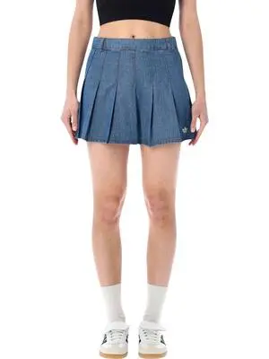 ADIDAS ORIGINALS Pleated Mini Skirt - Denim