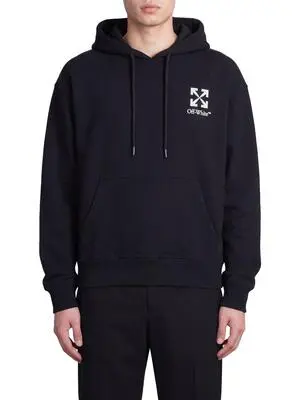 Off-White Cotton Hoodie With Logo - Black