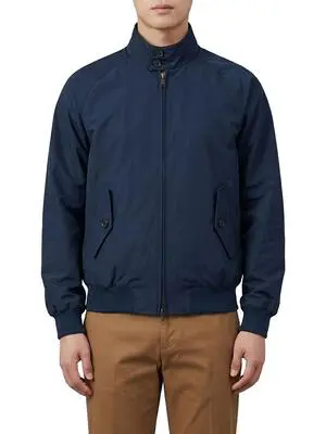 BARACUTA Cotton Blend Bomber Jacket - Navy