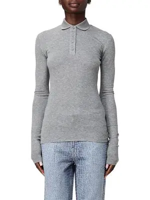 ENTIRE STUDIOS Tencel Long Sleeve Polo Shirt - Grey