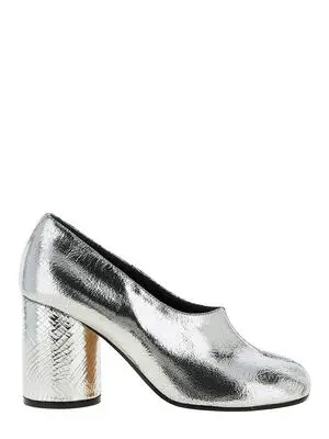MAISON MARGIELA Tabi Crackled Laminated Leather Pumps - Silver