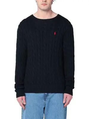 Polo Ralph Lauren Cable Knit Crewneck Pullover - Charcoal
