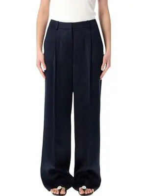 ANINE BING Viscose Wide Leg Trousers - Navy
